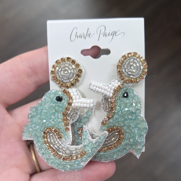 Charlie Paige | Jewelry | Charlie Paige Aqua And Gold Narwhal Earrings ...